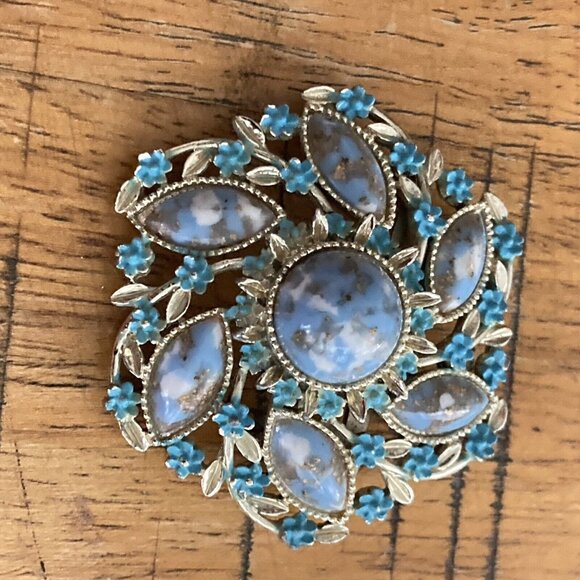 Unbranded | Jewelry | Vintage Brooch Chunky Pin Faux Enamel Turquoise ...